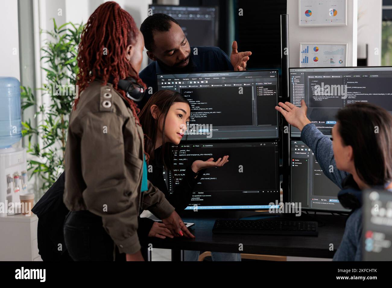 Software Programmers Analyzing Html Code And Database Brainstorming Script Ideas To Develop New