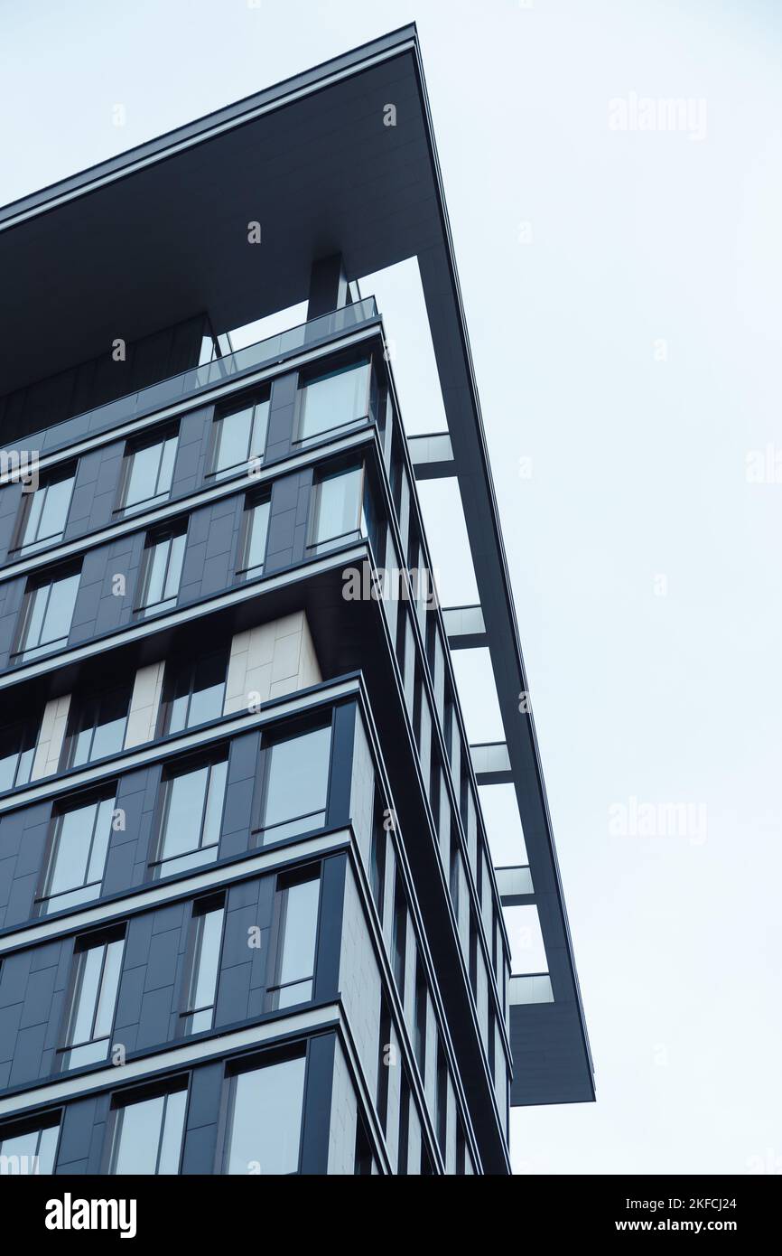 Contemporary corporate black building, minimal straight shape building ...