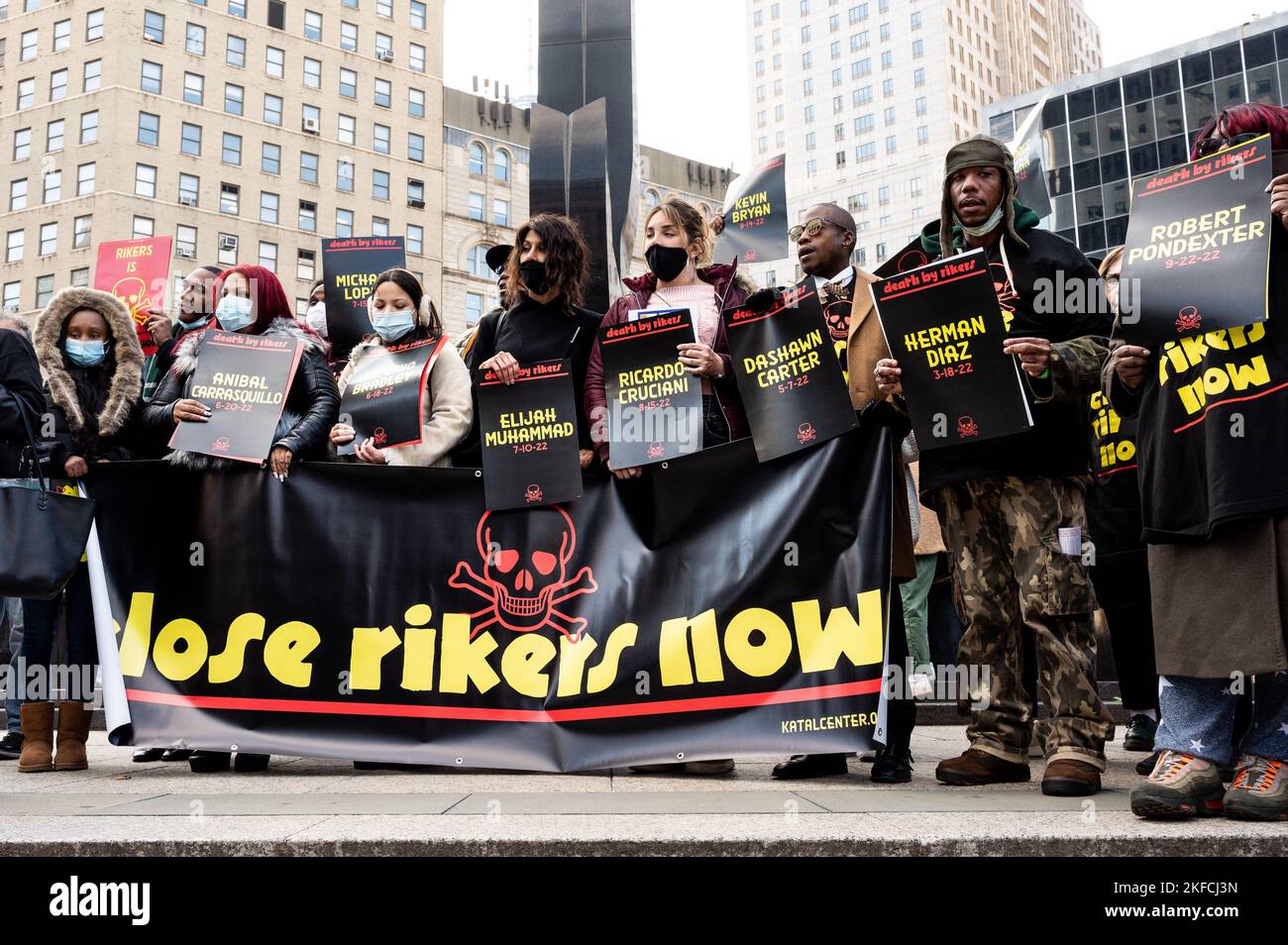 New York City, United States. 17th Nov, 2022. People holding a banner ...