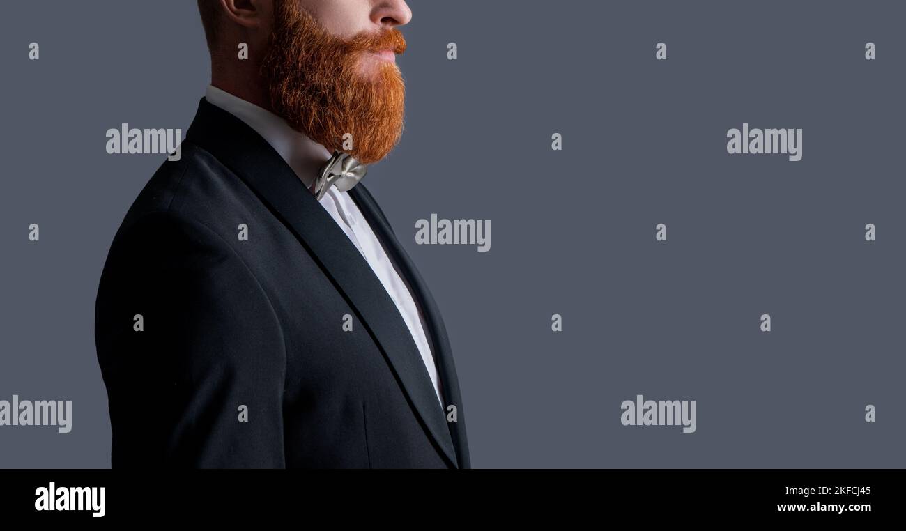 Irish man crop view with unshaven beard face profile studio isolated on ...