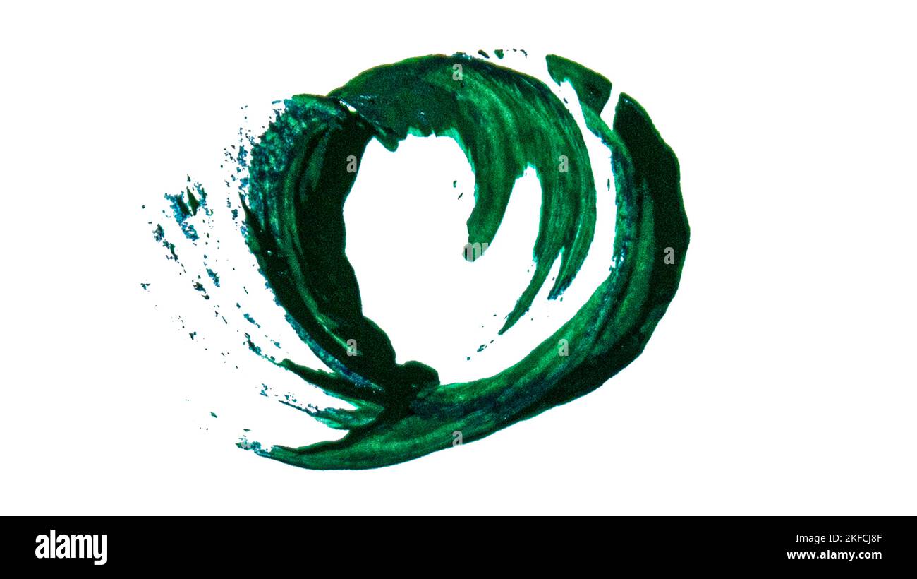 round uneven imprint of green paint on a white background Stock Photo ...