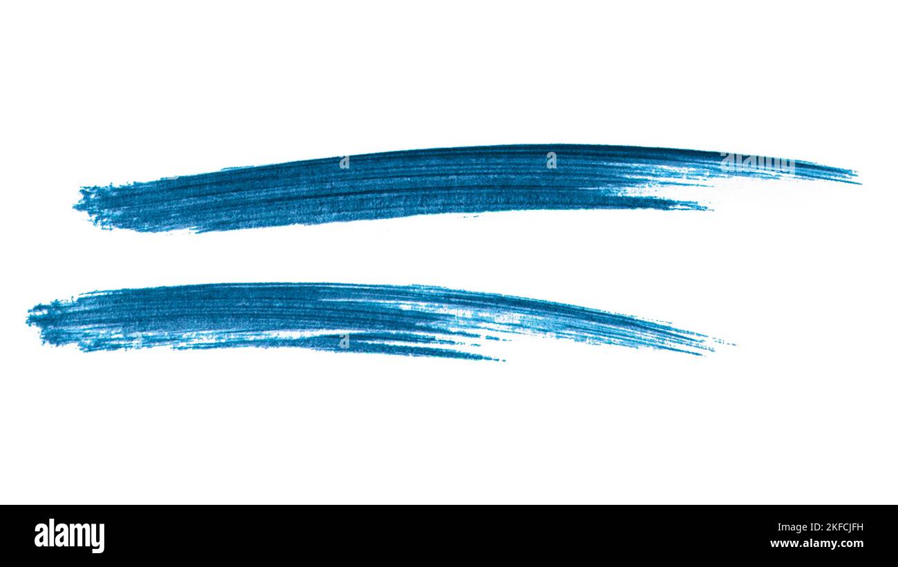 Two blue brush strokes on a white background Stock Photo - Alamy