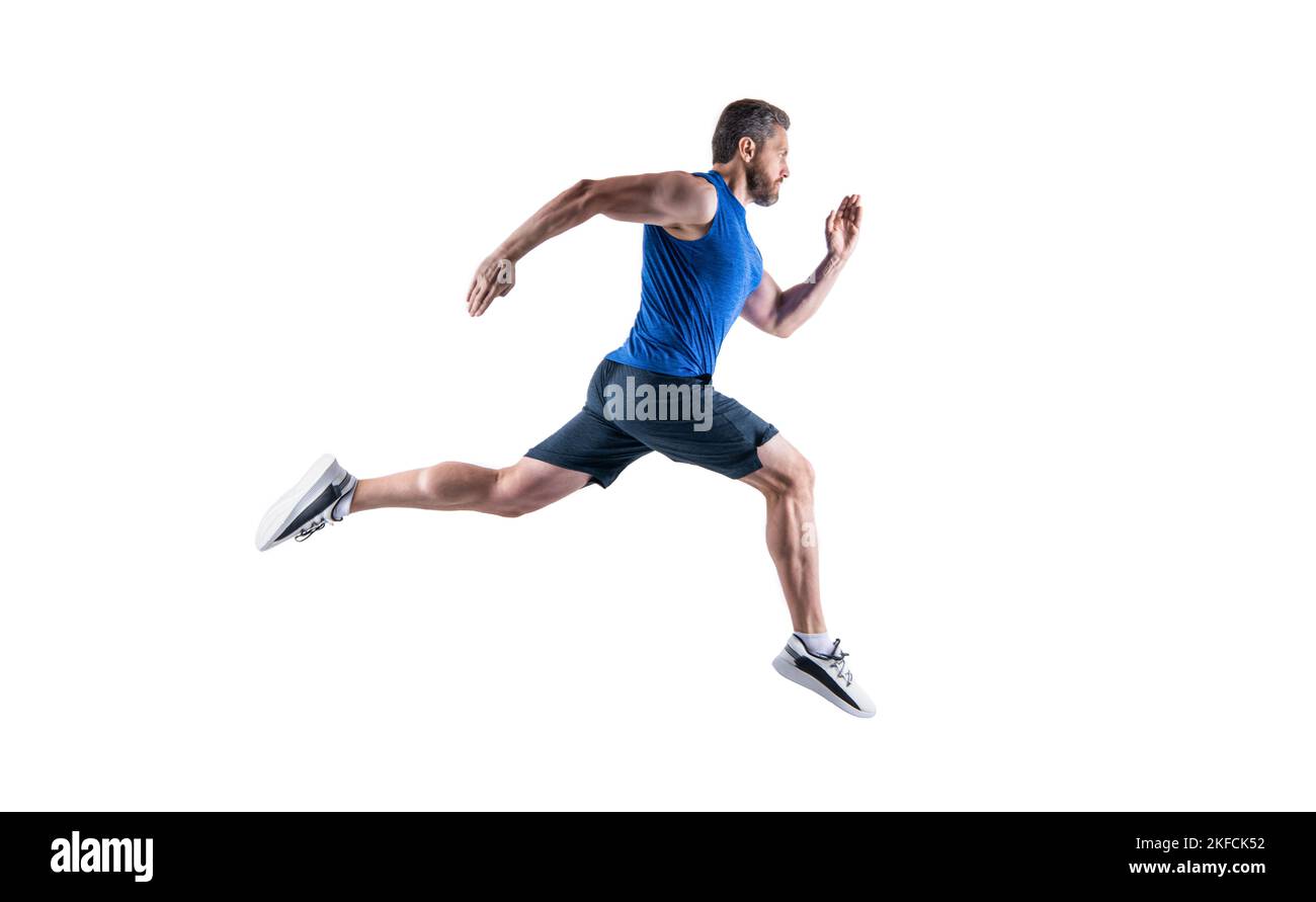 sportsman runner running isolated on white background. sportsman runner ...