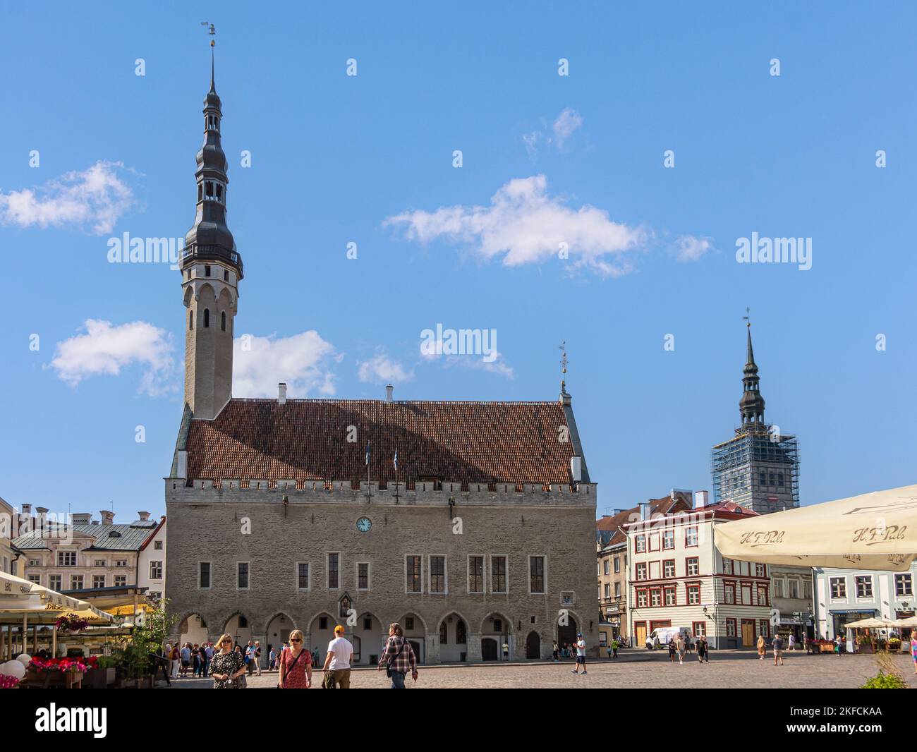 Estonia, Tallinn - July 21, 2022: Town hall, raekoda, dominates the ...