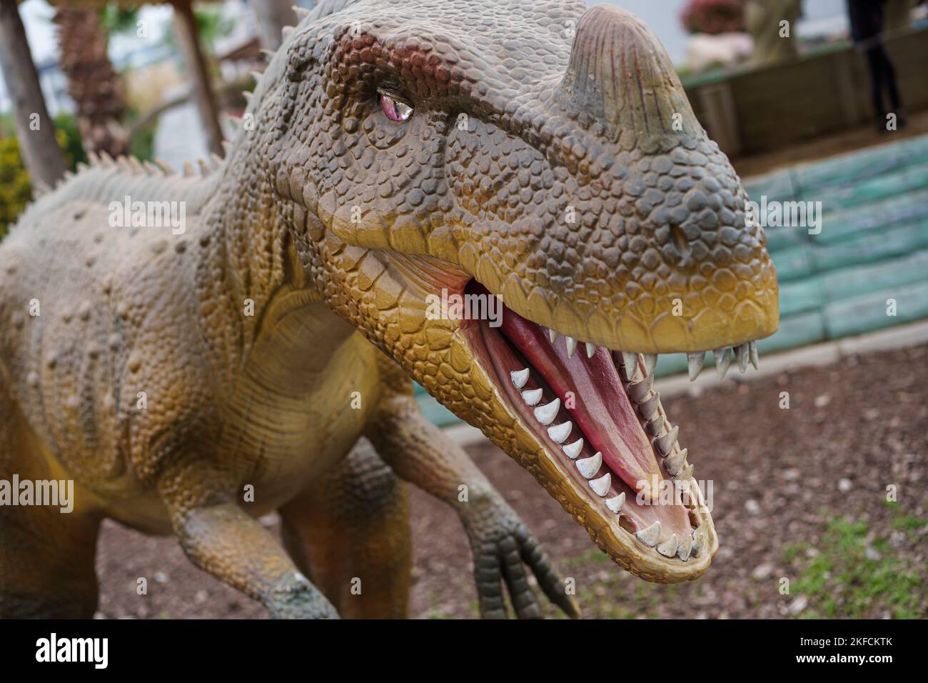 Rubber statue of a ferocious raptor dinosaur Stock Photo - Alamy