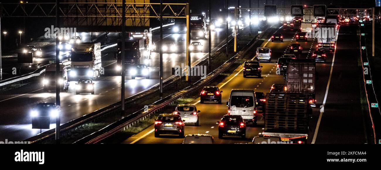 EINDHOVEN - Crowds on the A2 motorway near Eindhoven. Rijkswaterstaat ...