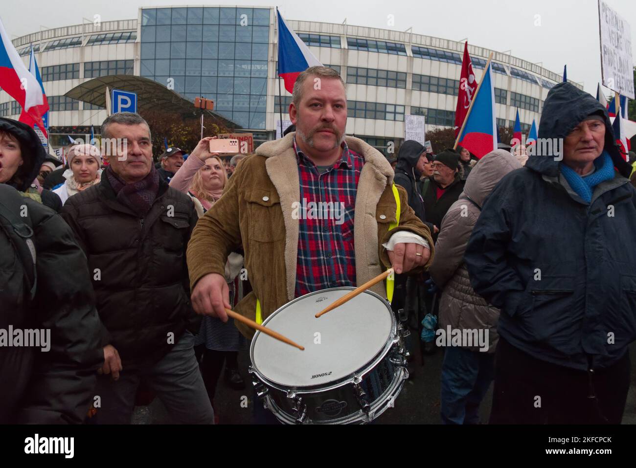 A protest march organized by Ladislav Vrabel to the Czech Television ...