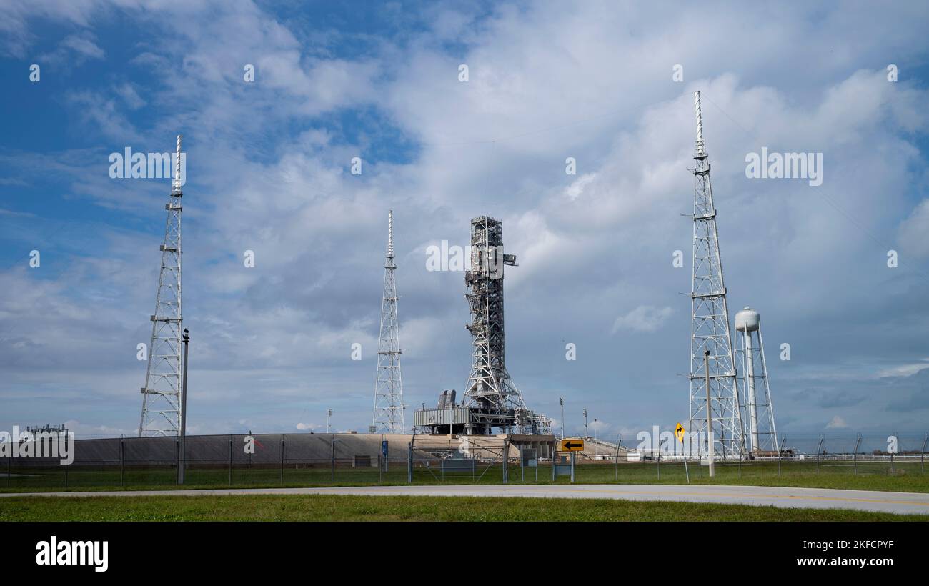Cape Canaveral, Florida, USA. 16th Nov, 2022. The mobile launcher is seen at Launch Pad 39B ...