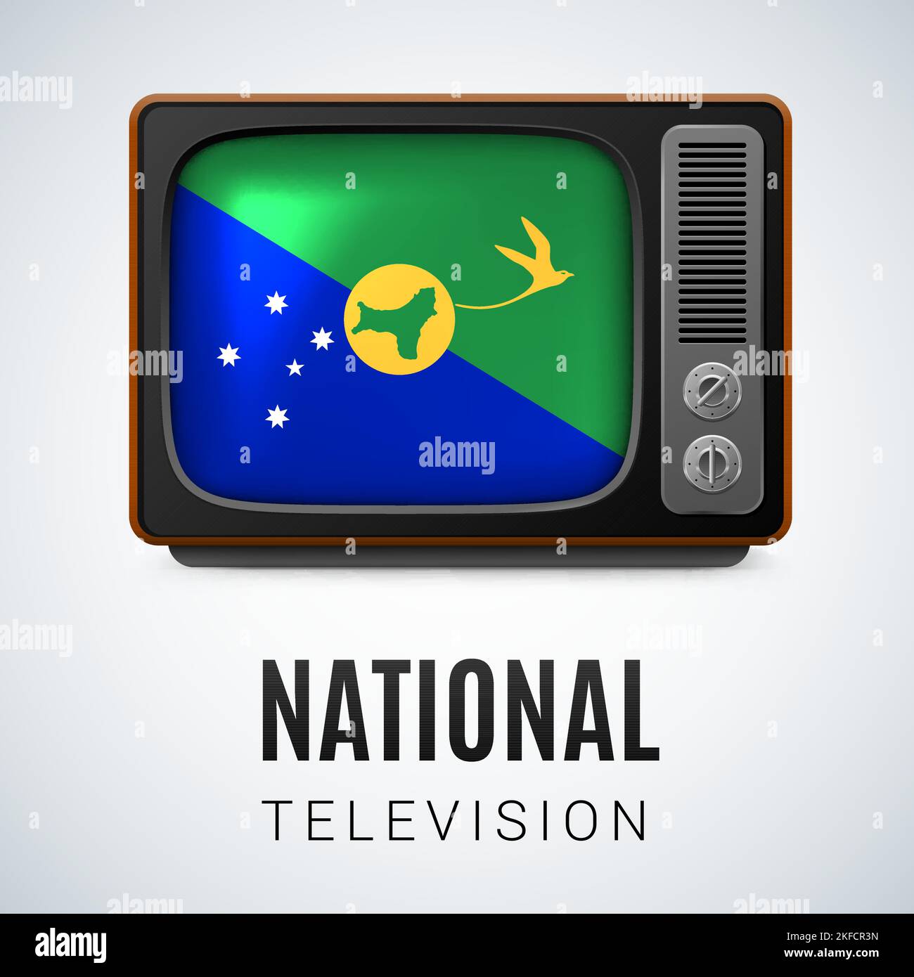 Vintage TV and Flag of Christmas Island as Symbol National Television ...