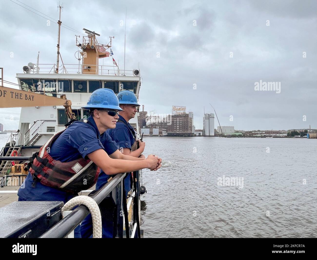 Deck crewmembers aboard the 175-foot Coast Guard Cutter James Rankin ...