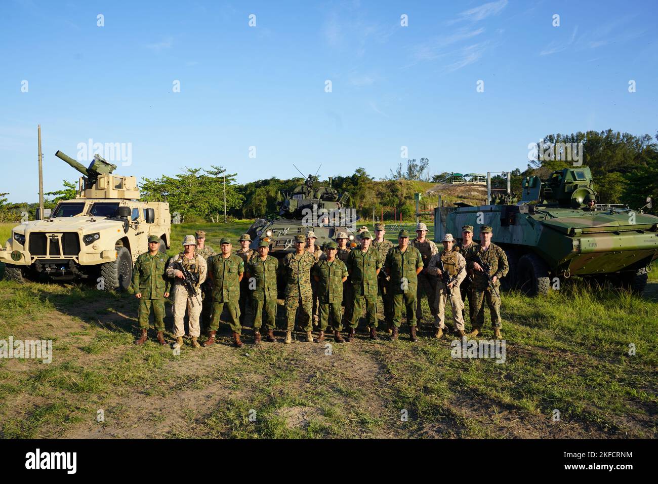 Senior leaders from the Brazilian and United States Marine Corps pose ...