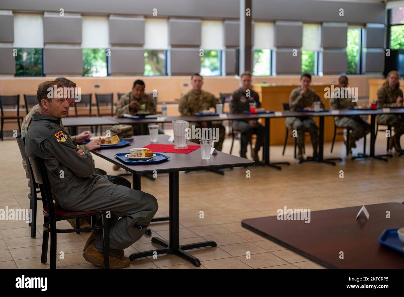 U.S. Air Force Maj. Gen. Corey Martin, 18th Air Force commander, and ...