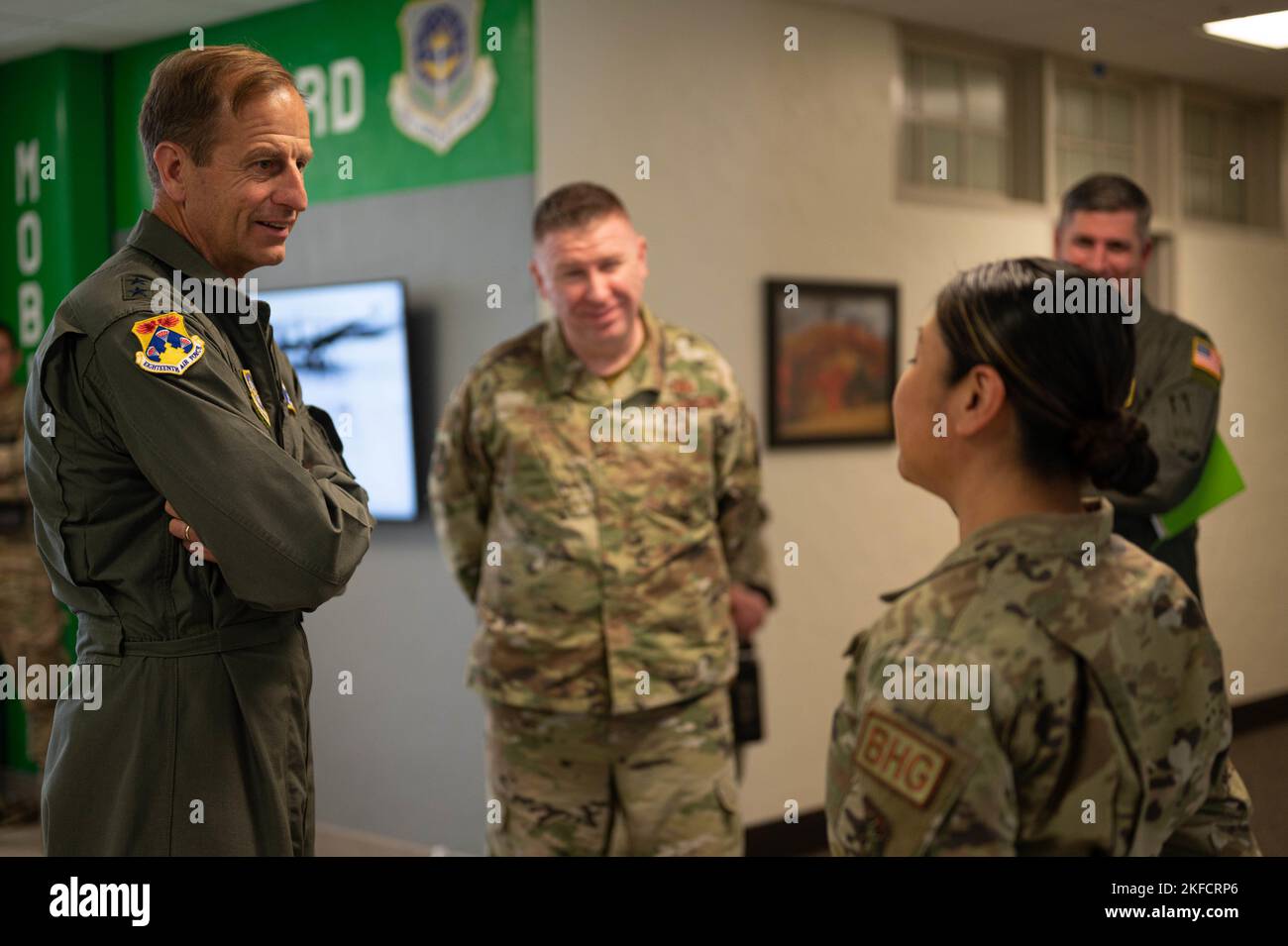 U.S. Air Force Maj. Gen. Corey Martin, 18th Air Force commander, and ...
