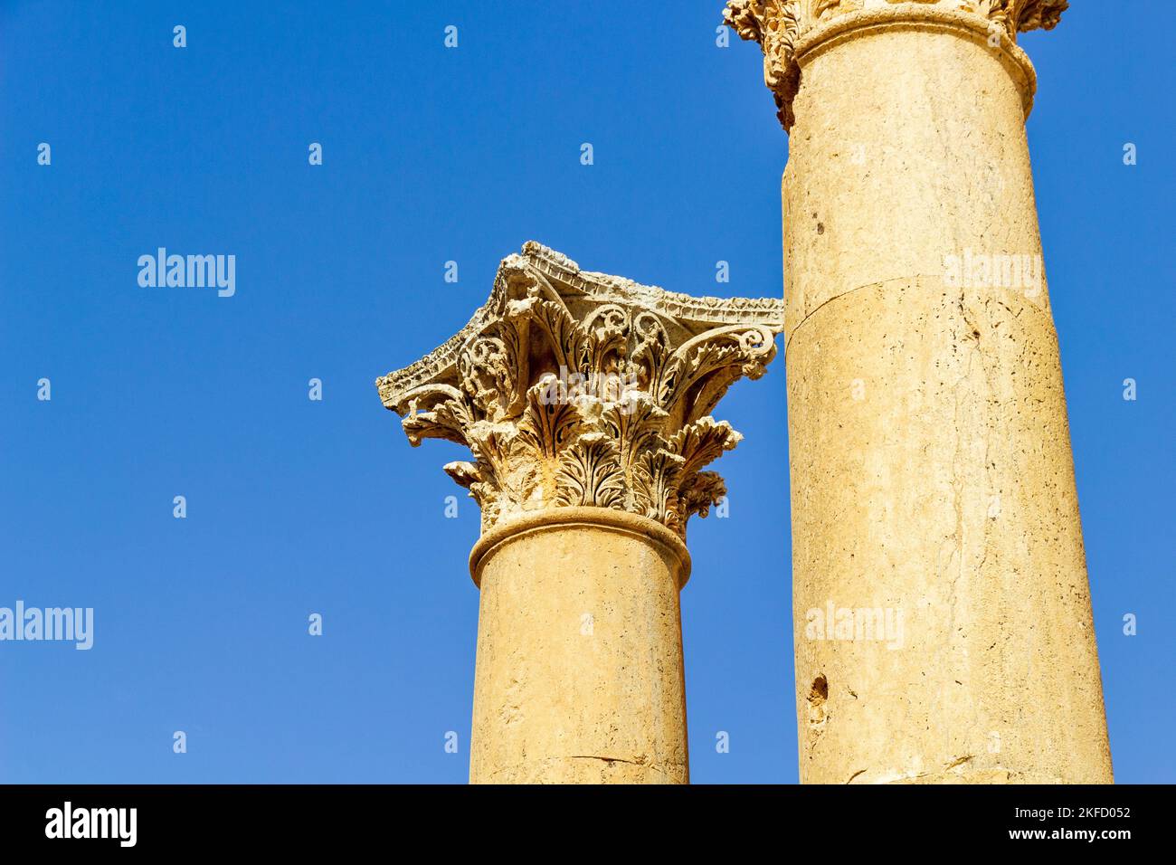 An ancient columns of the Temple of Artemis at Jerash, northern Jordan ...