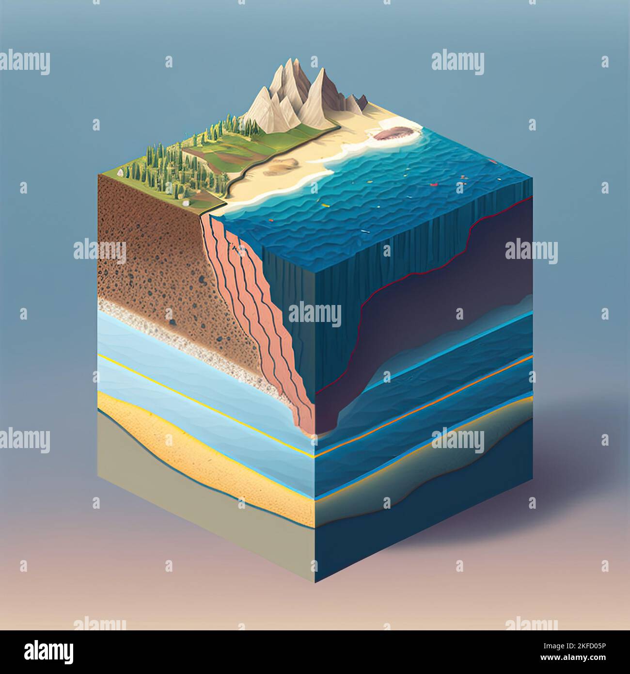 A Cross Section Cutaway Of The Earth In Geological Levels With