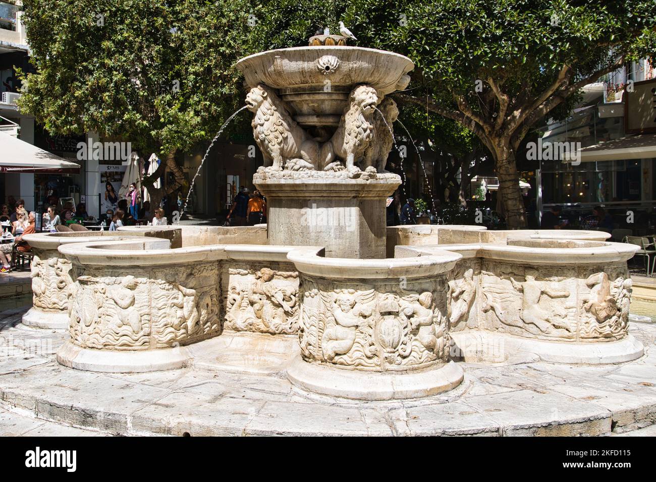 A beautiful statue of Lion's Fountain in Crete, Greece Stock Photo - Alamy
