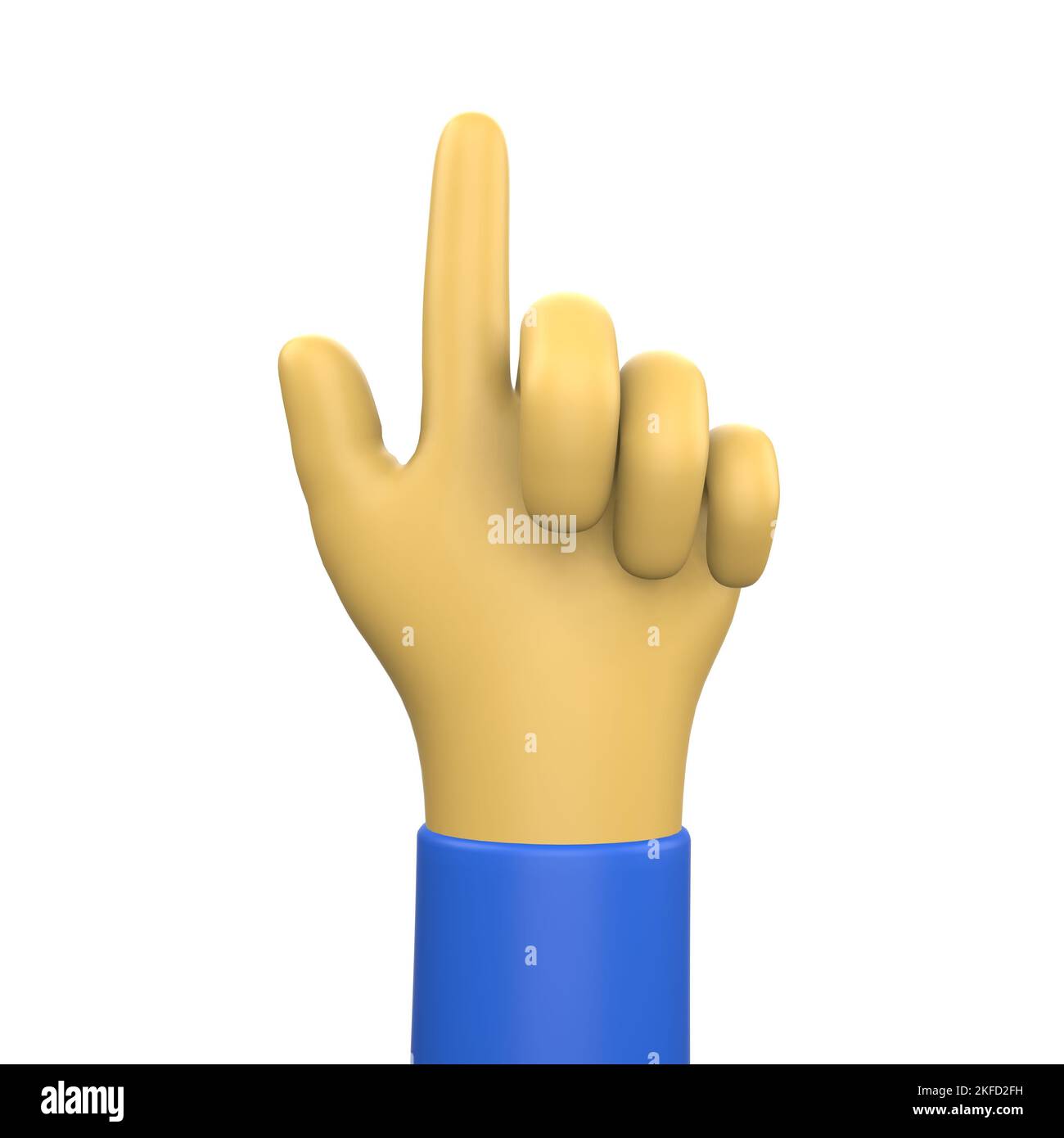 A 3D hand up sign with index finger and thumb sticking out on the white ...