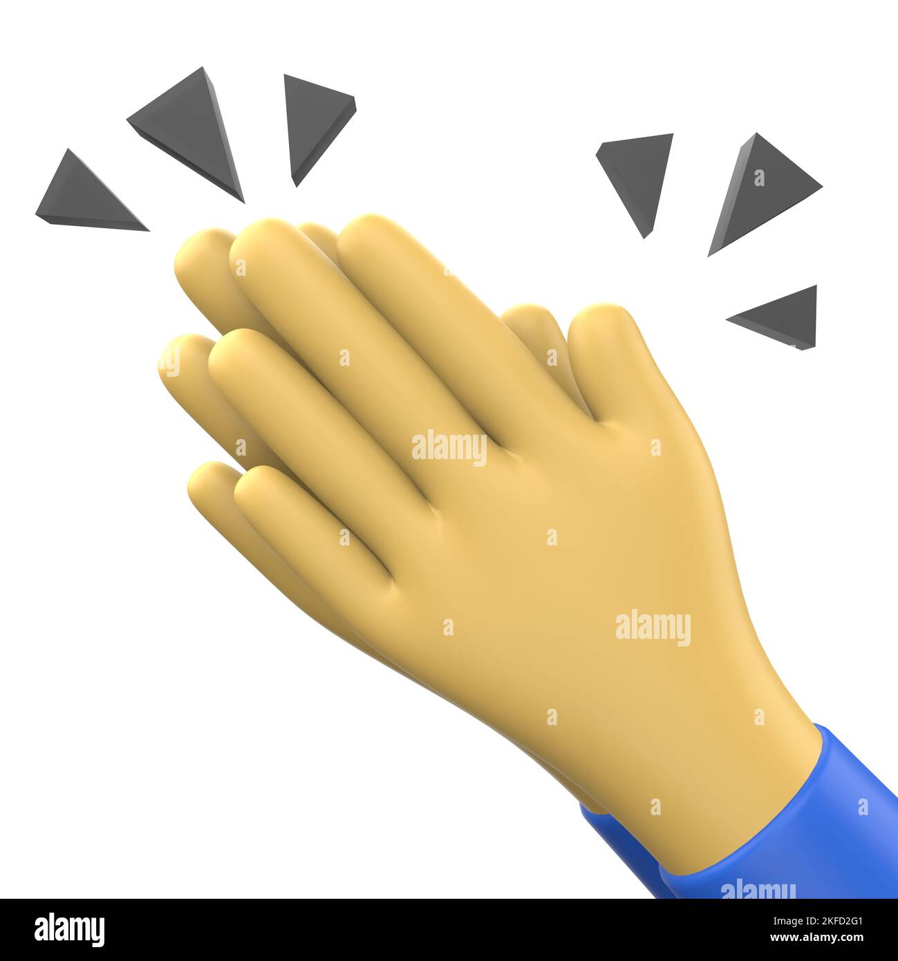 A 3D rendering of a clapping hands emoticon sign isolated on a white ...