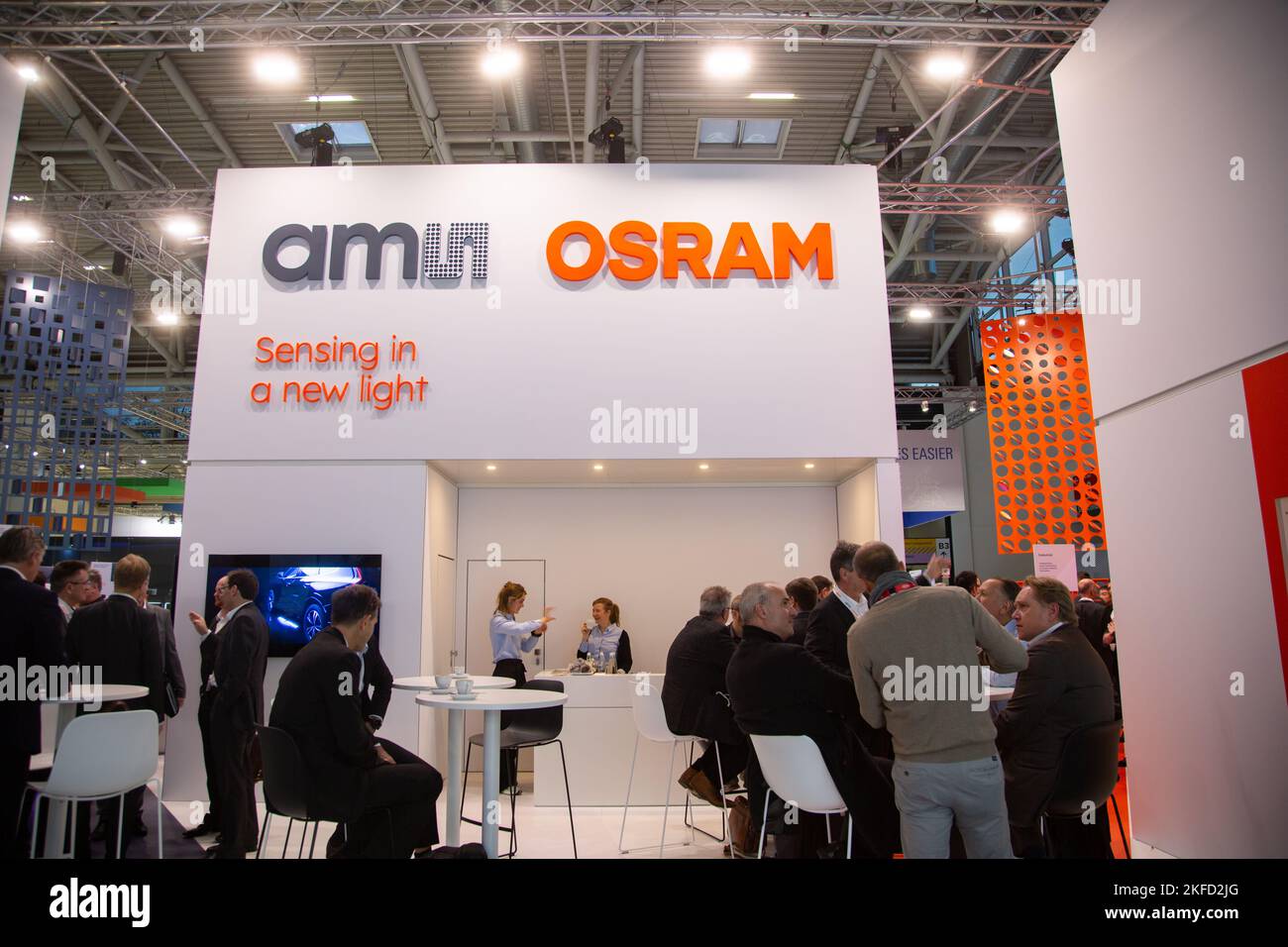 AMS Osram bei der Electronica / Semicon Europa Messe, der Weltleitmesse ...