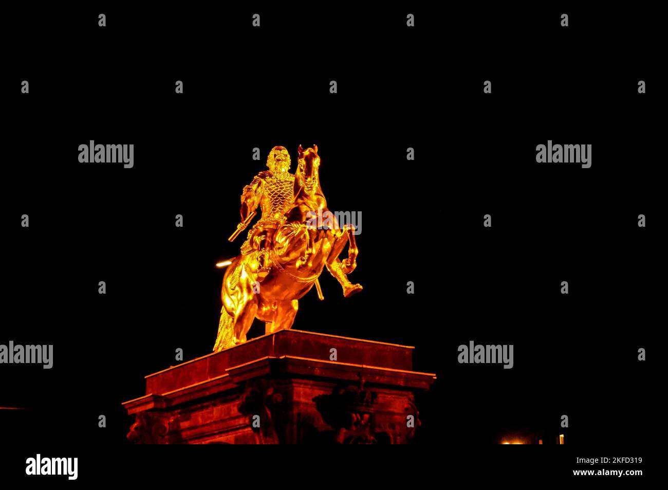 A beautiful view of the Golden Statue of Augustus II the Strong in ...