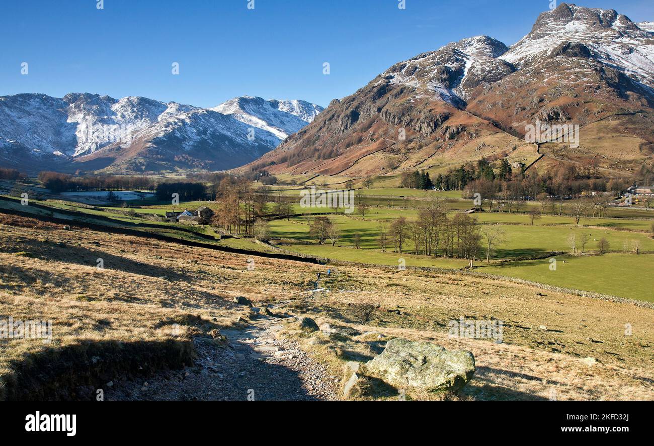 Valley head in the Greater Langdale Valley in winter Lake District ...