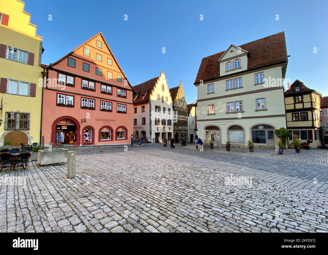 The old buildings in Rothenburg city center in Bayern, Germany Stock ...