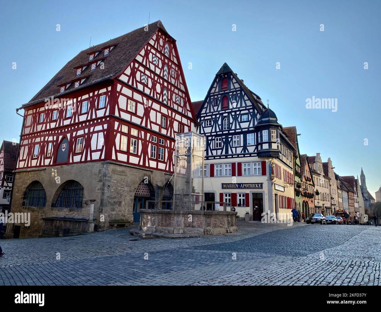The old half-timbered buildings in Rothenburg city center in Bayern ...