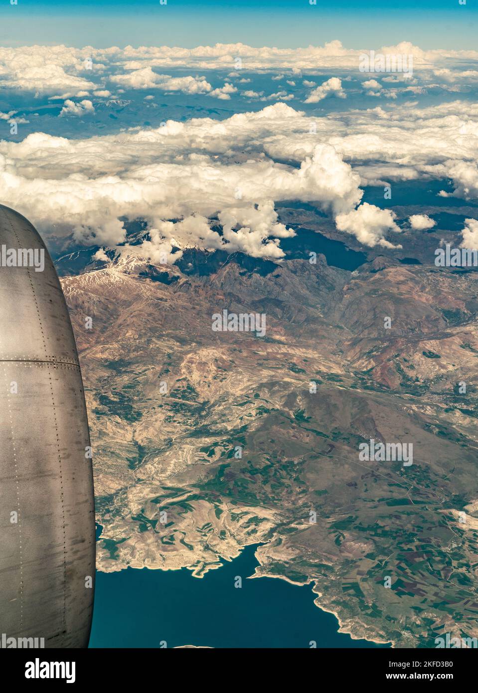 Rare Photographs through airplane window at 35.000 feet altitude Stock ...