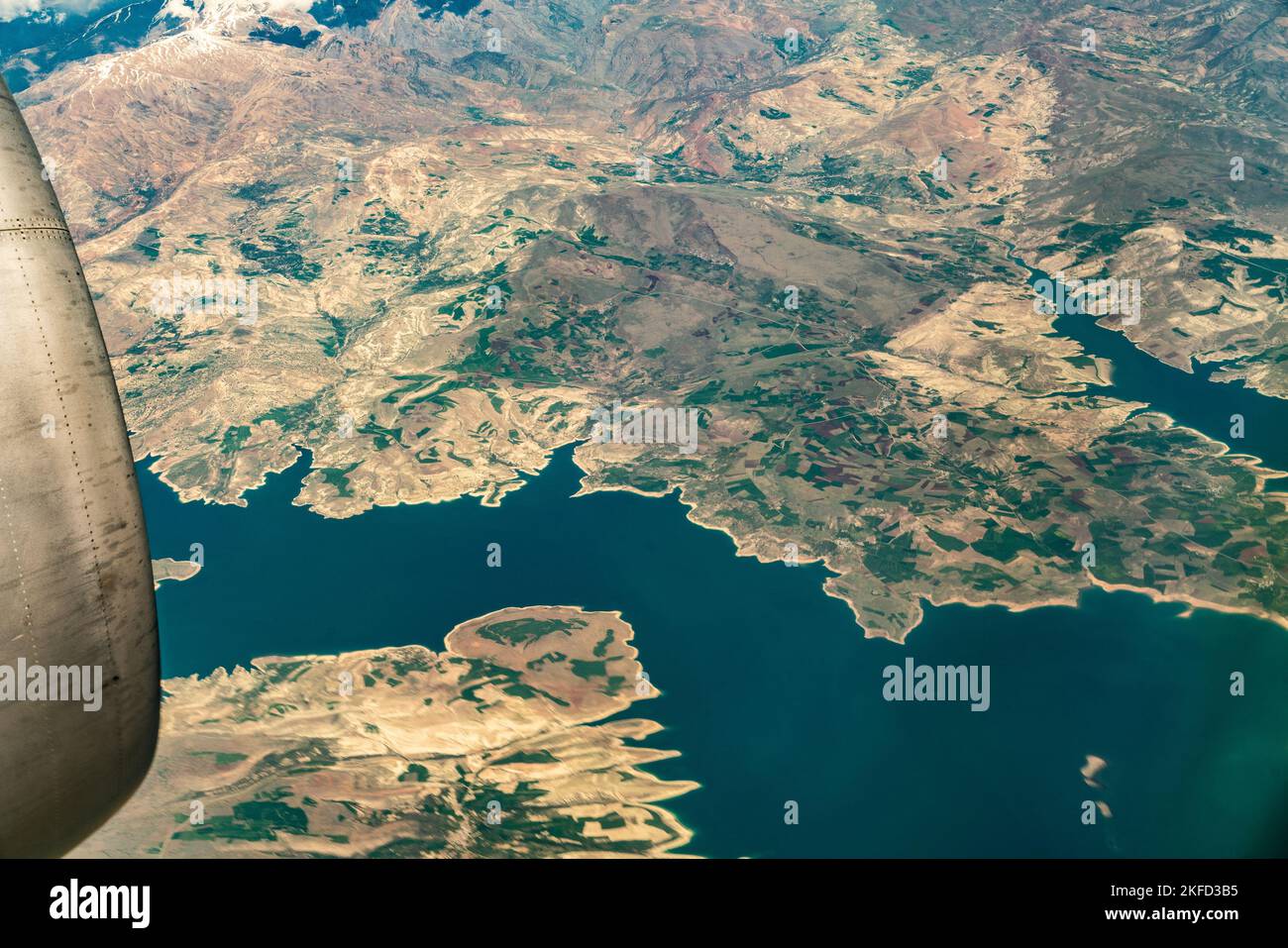 Rare Photographs through airplane window at 35.000 feet altitude Stock ...