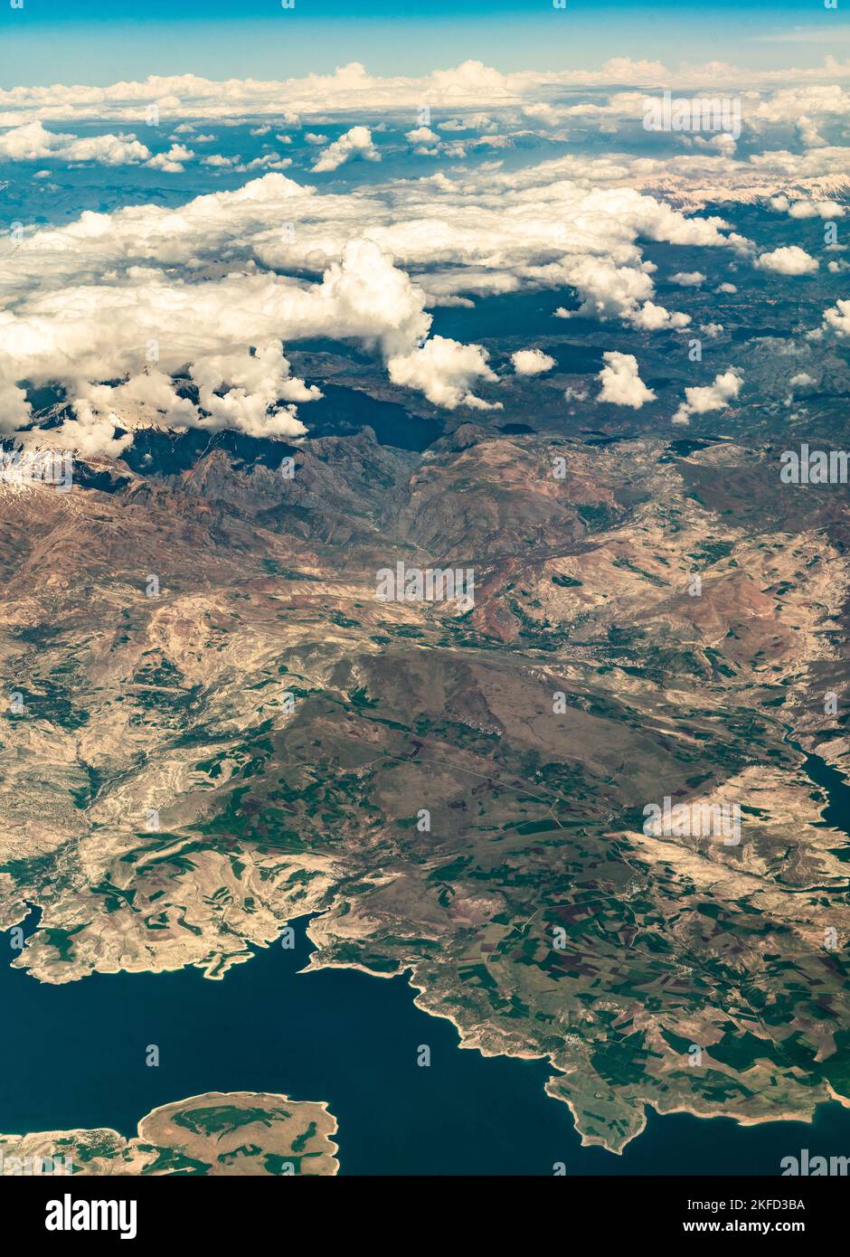 Rare Photographs through airplane window at 35.000 feet altitude Stock ...