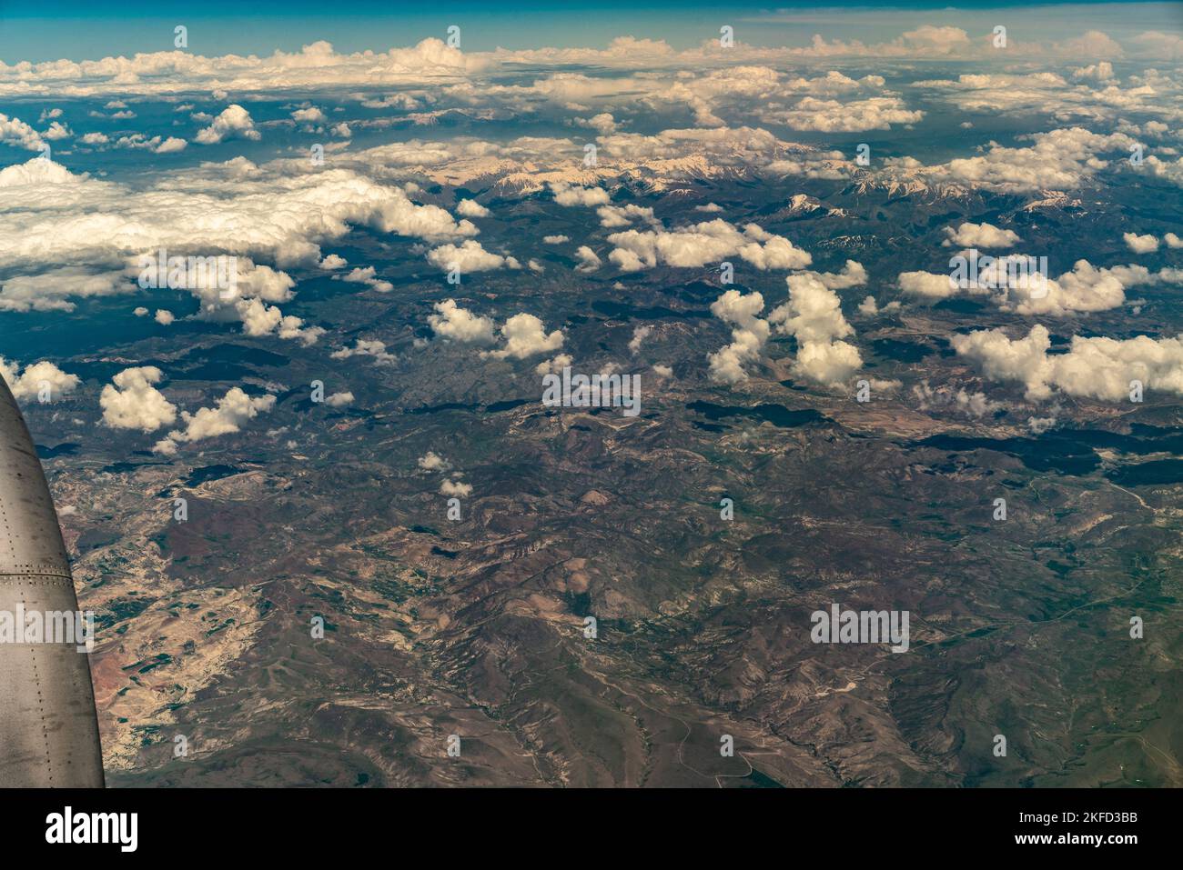 Rare Photographs through airplane window at 35.000 feet altitude Stock ...