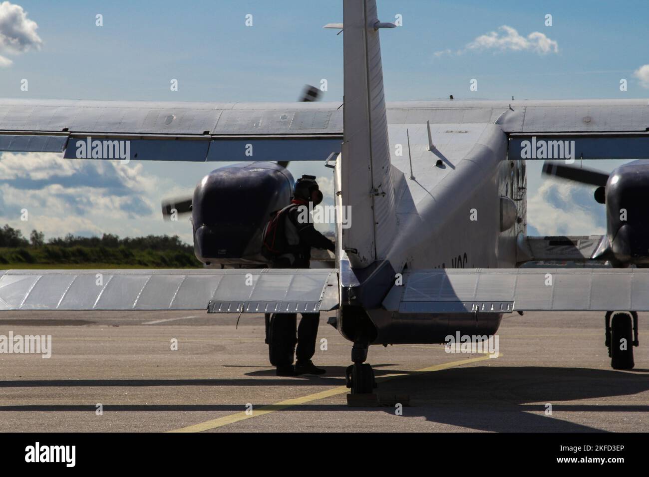 A back view of a skydiving plane getting ready for takeoff Stock Photo ...