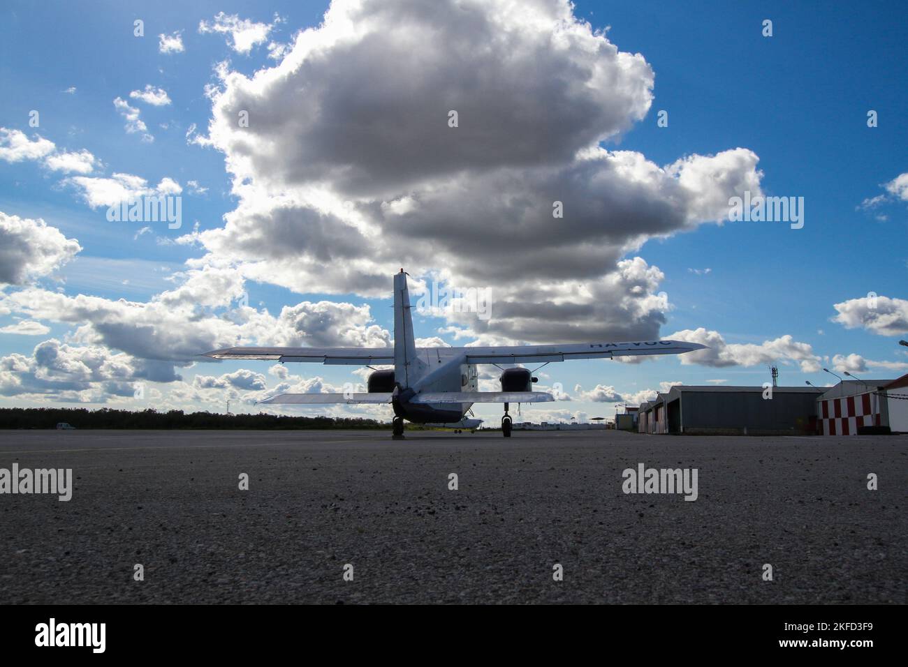A Back view of a skydiving plane getting ready for takeoff Stock Photo ...