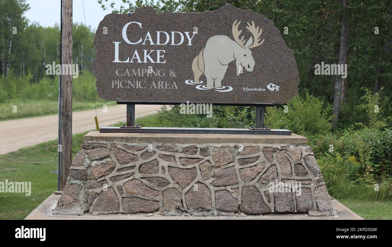 The Caddy Lake Campground entrance Sign Stock Photo - Alamy
