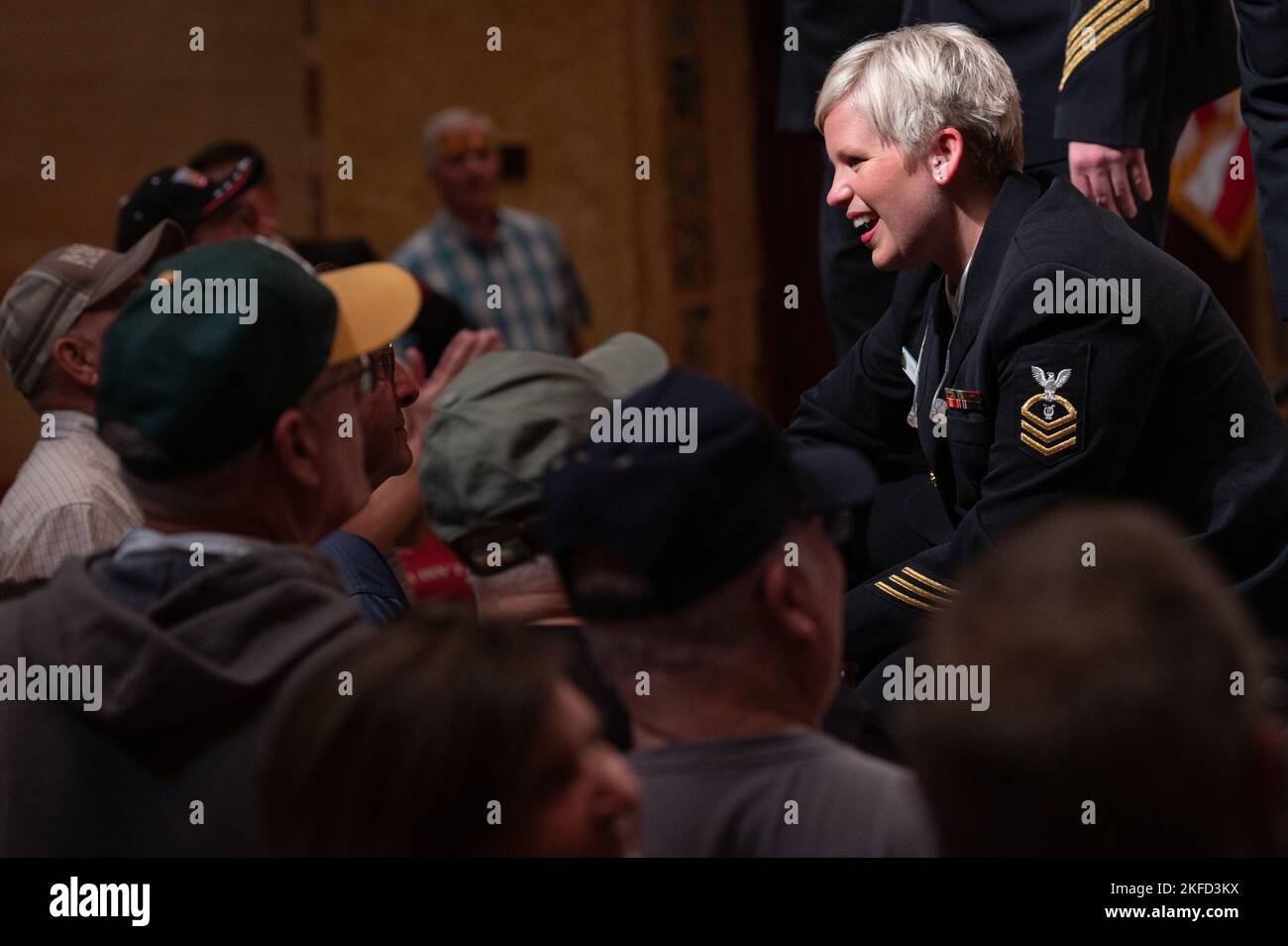 Chief Musician Sarah Tietsort, from South Bend, Ind., greets audience ...