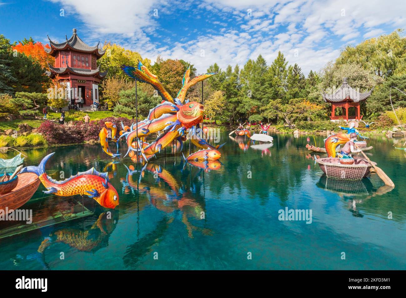 Annual Magic of Lanterns exhibit at the Dream Lake with the Tower of ...