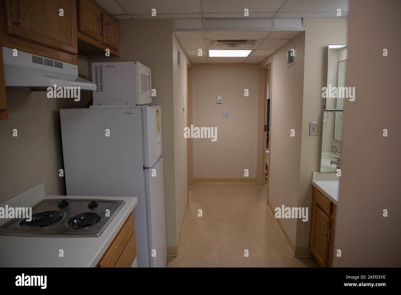 The common area between two rooms pictured during the media day hosted ...