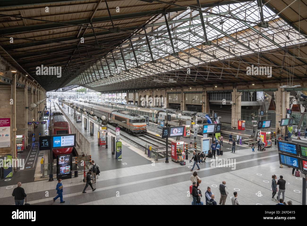 An interior view of the Gare du Nord train station in Paris, France ...
