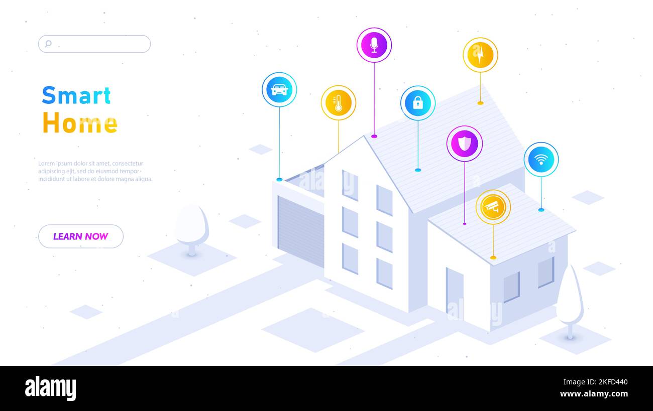 Isometric smart house security Cut Out Stock Images & Pictures - Alamy