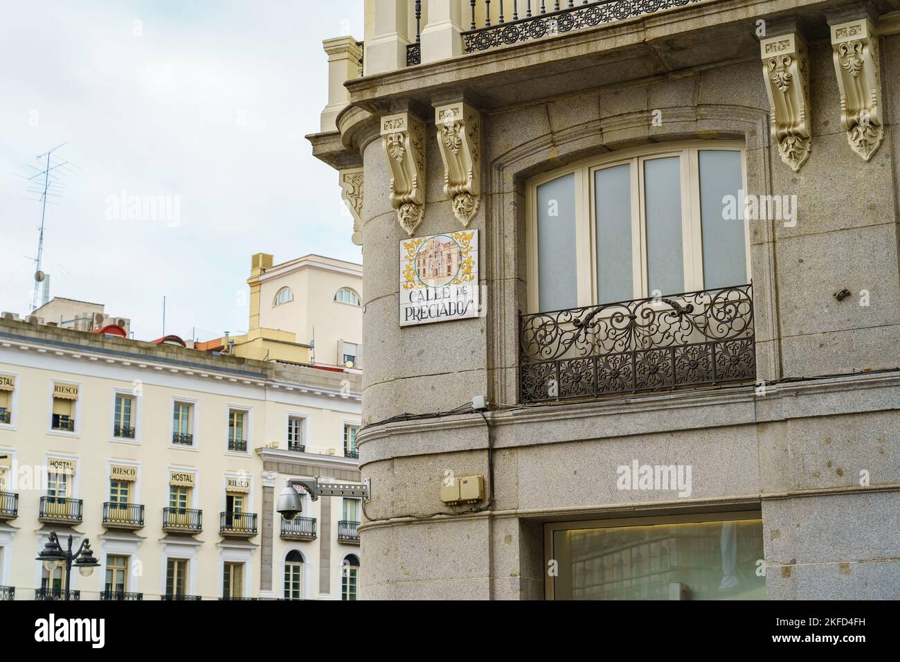 The exterior of old buildings in downtown Spain Stock Photo - Alamy