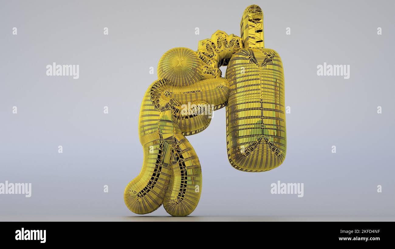 3D Illustration of a person undergoing an exercise in a gym. Modelers ...