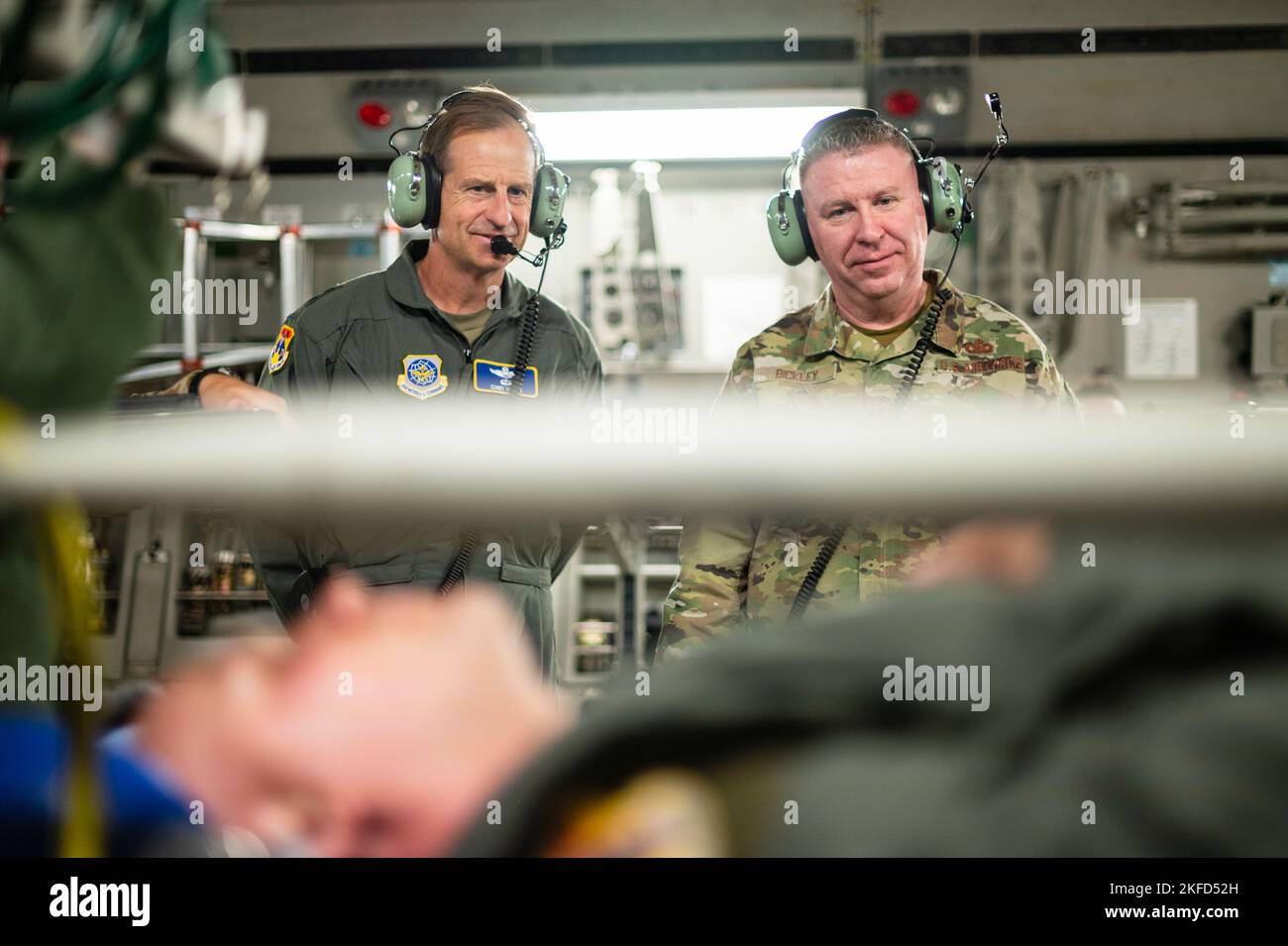 U.S. Air Force Maj. Gen. Corey Martin, left, 18th Air Force commander ...