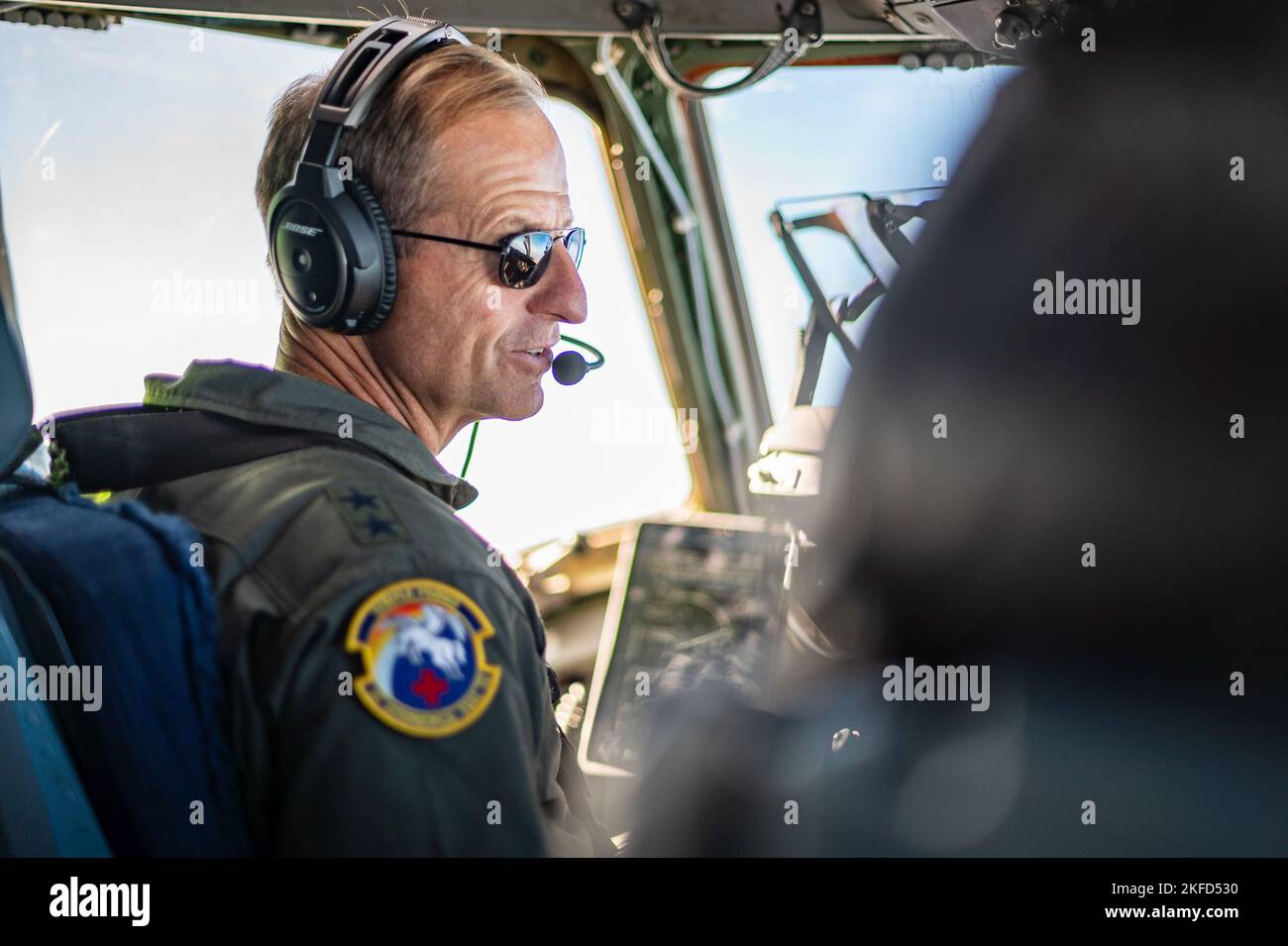 U.S. Air Force Maj. Gen. Corey Martin, 18th Air Force commander, pilots ...