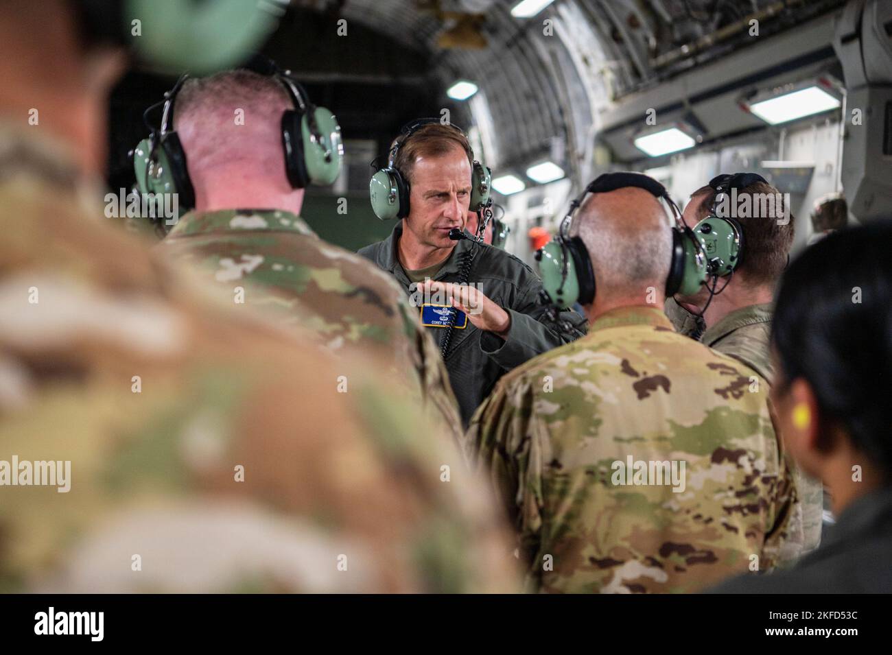 U.S. Air Force Maj. Gen. Corey Martin, 18th Air Force commander, speaks ...