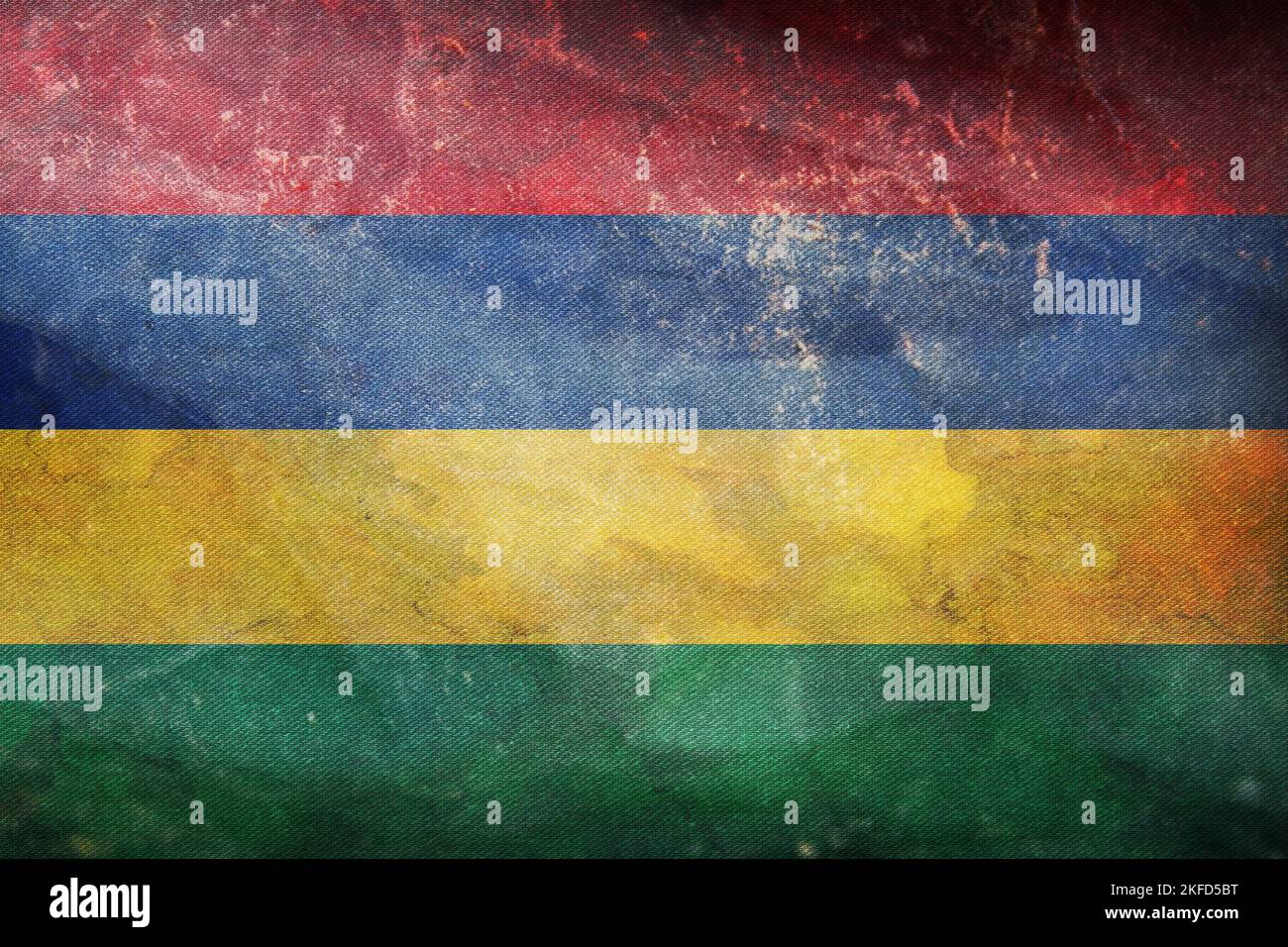 retro flag of French Creole peoples Mauritians with grunge texture ...