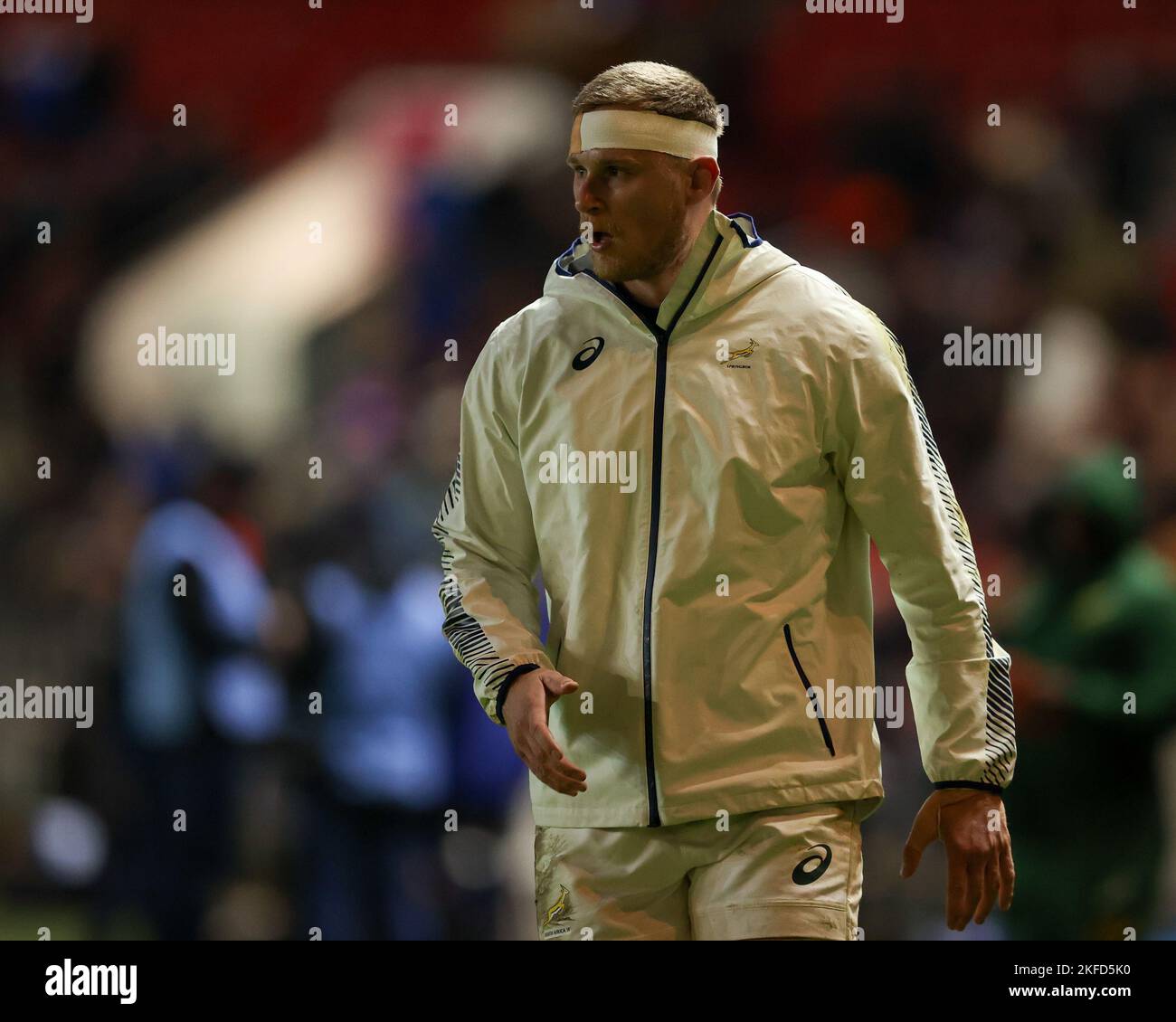 Dan du Preez of South Africa A during the pre-match warm-up ahead of ...