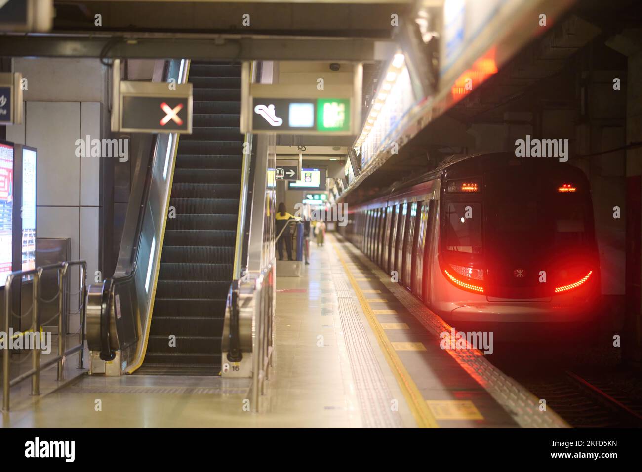 A n underground train is departing from old Hung Hom station in Hong ...