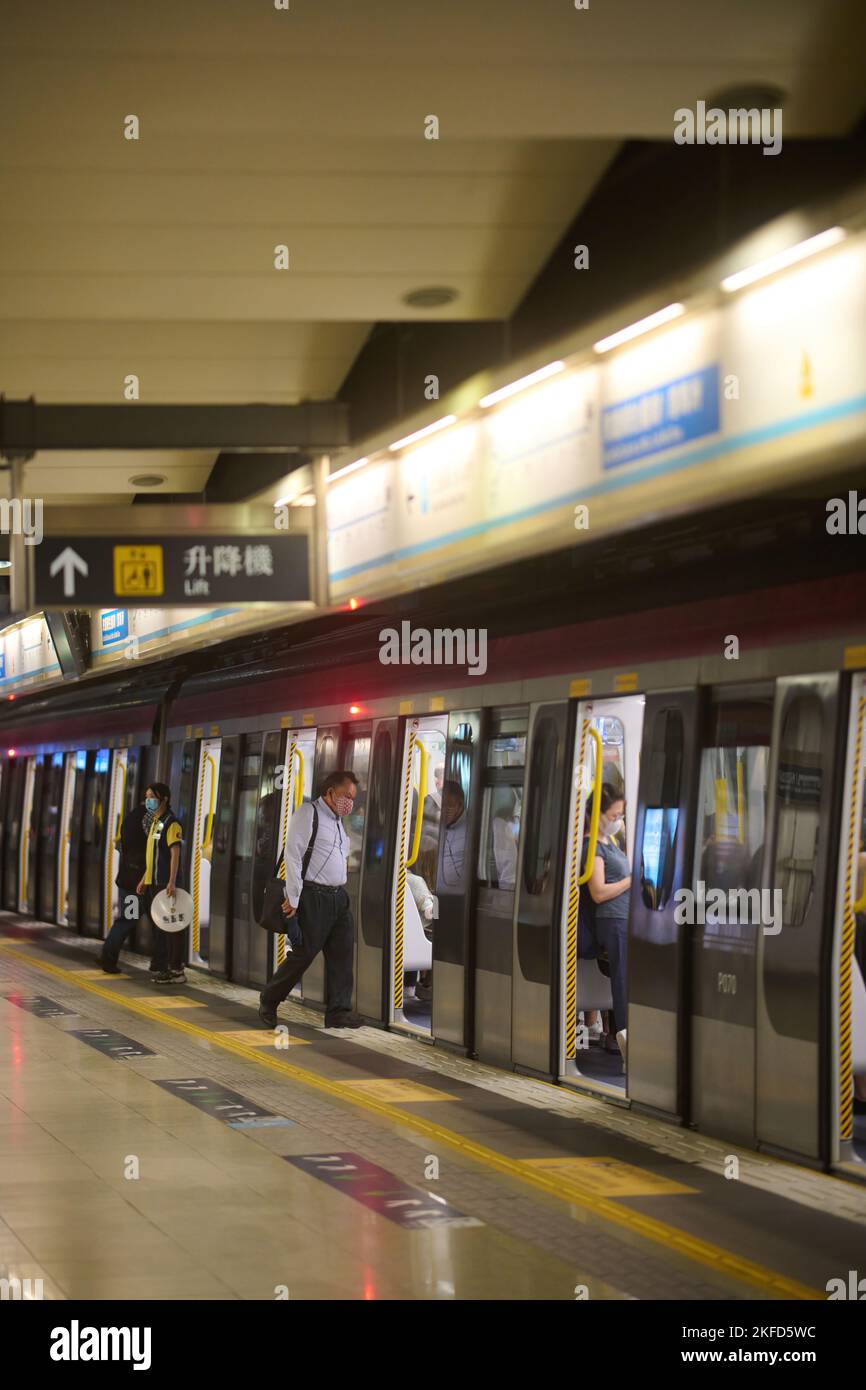 A man entering an underground train in old Hung Hom station in Hong ...