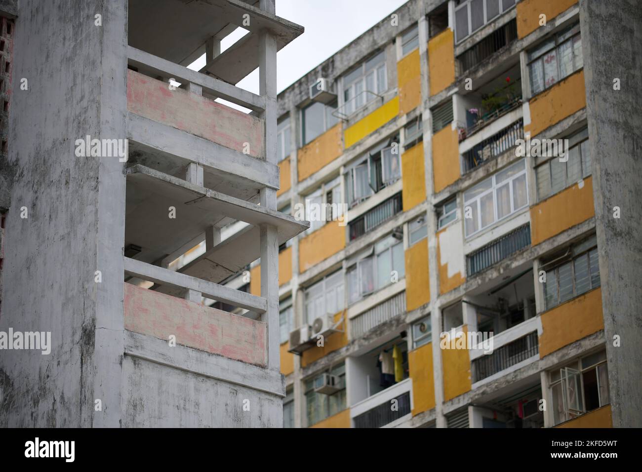 The old buildings in Tai Hang Sai Estate in Shek Kip Mei, Hong Kong ...