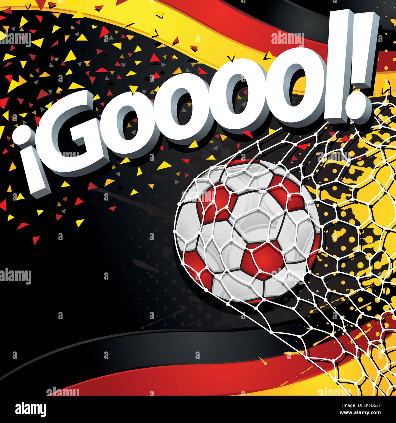 Word GOOOOL in white 3D font next to a soccer ball scoring a goal on a ...